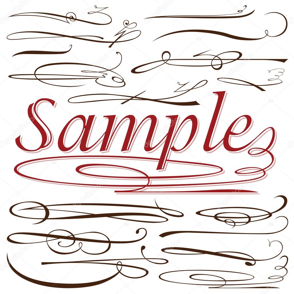 Vector set of calligraphic elements for design inscriptions in r Stock ...