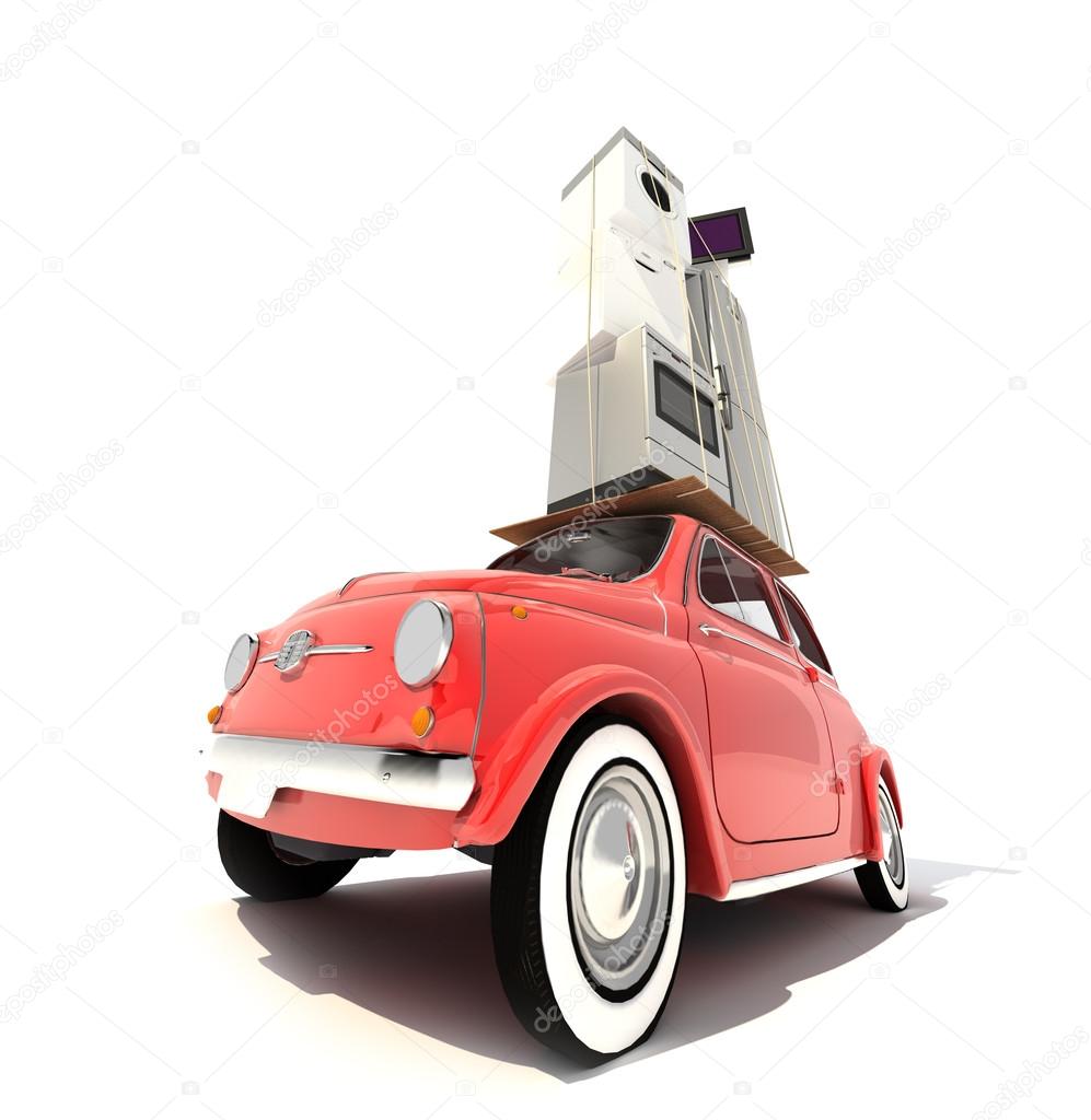 Small car loaded on removal day — Stock Photo © franckito #65899843