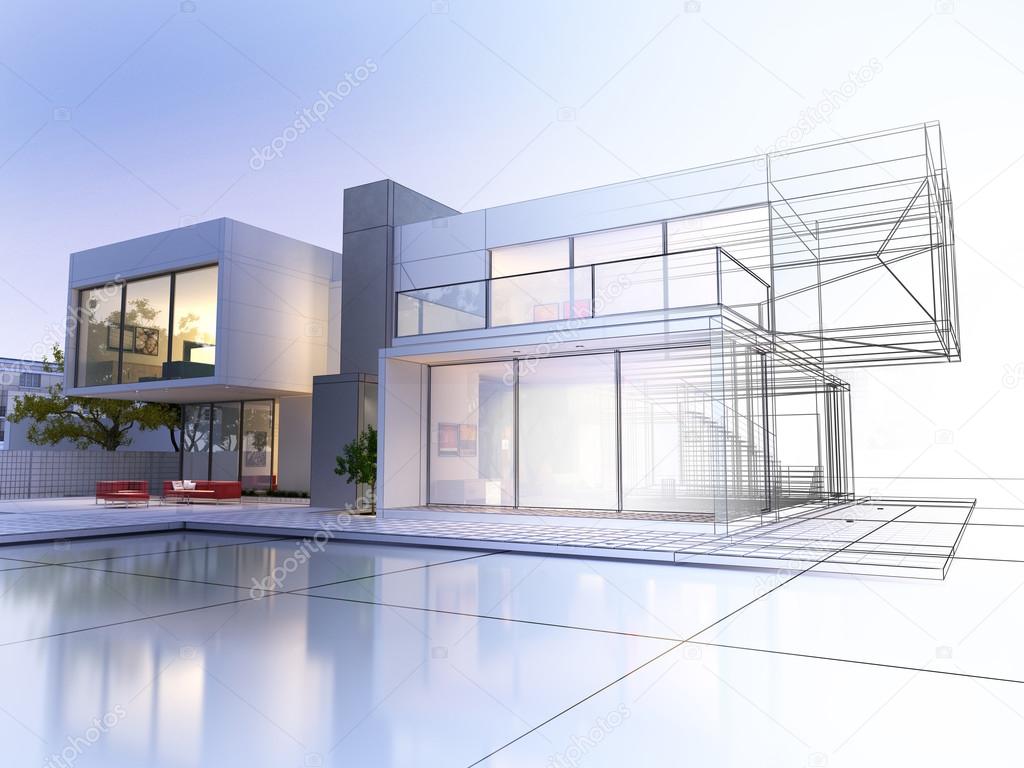 Wireframe villa — Stock Photo © franckito #72262201