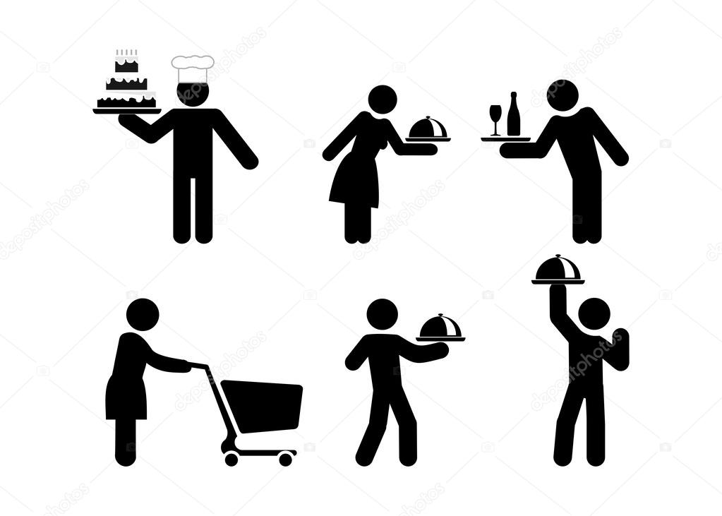 Food service people, waiters icon vector Stock Vector Image by ...