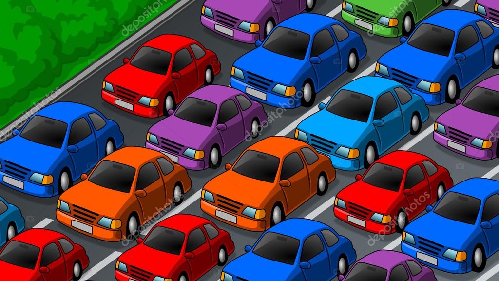Traffic jam on the highway. Stock Illustration by ©Regisser_com #98325646