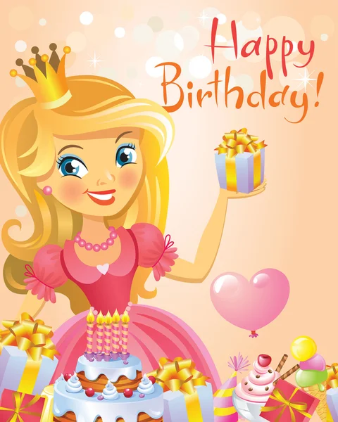 Happy Birthday, Princess, greeting card. ⬇ Vector Image by © azzzya ...