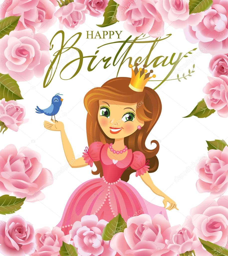 Happy Birthday Princess Greeting Card Stock Vector Image By ©azzzya