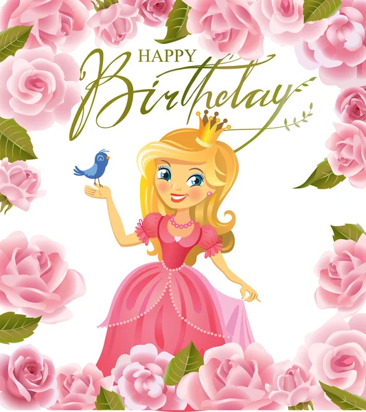 Happy Birthday, Princess, greeting card. — Stock Vector © azzzya #64689255