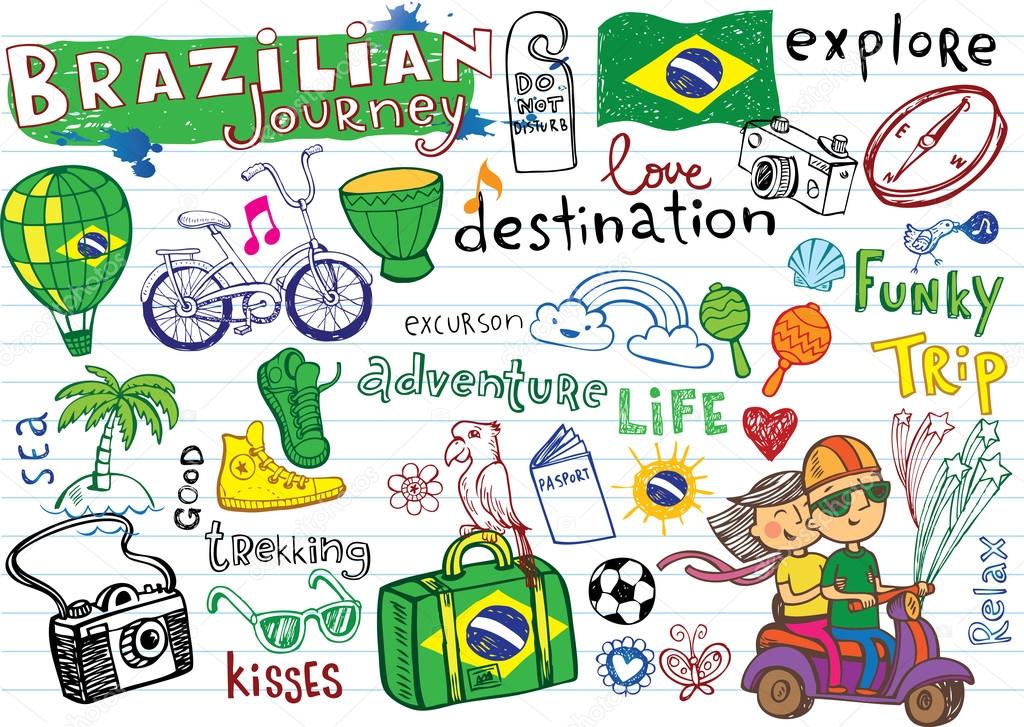 Brazilian travel, doodles Stock Vector Image by ©azzzya #72886009