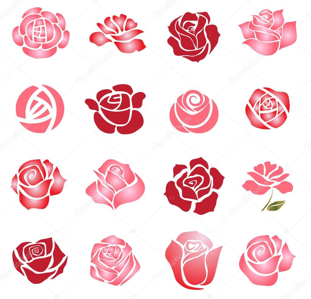 Roses design elements — Stock Vector © azzzya #81580658
