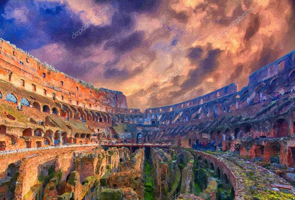 Rome Colosseum Interior Digital Painting – Stock Editorial Photo ...