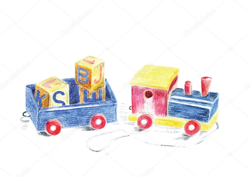 Wooden toy train hand painted Stock Vector by ©ivonnewierink 61104201