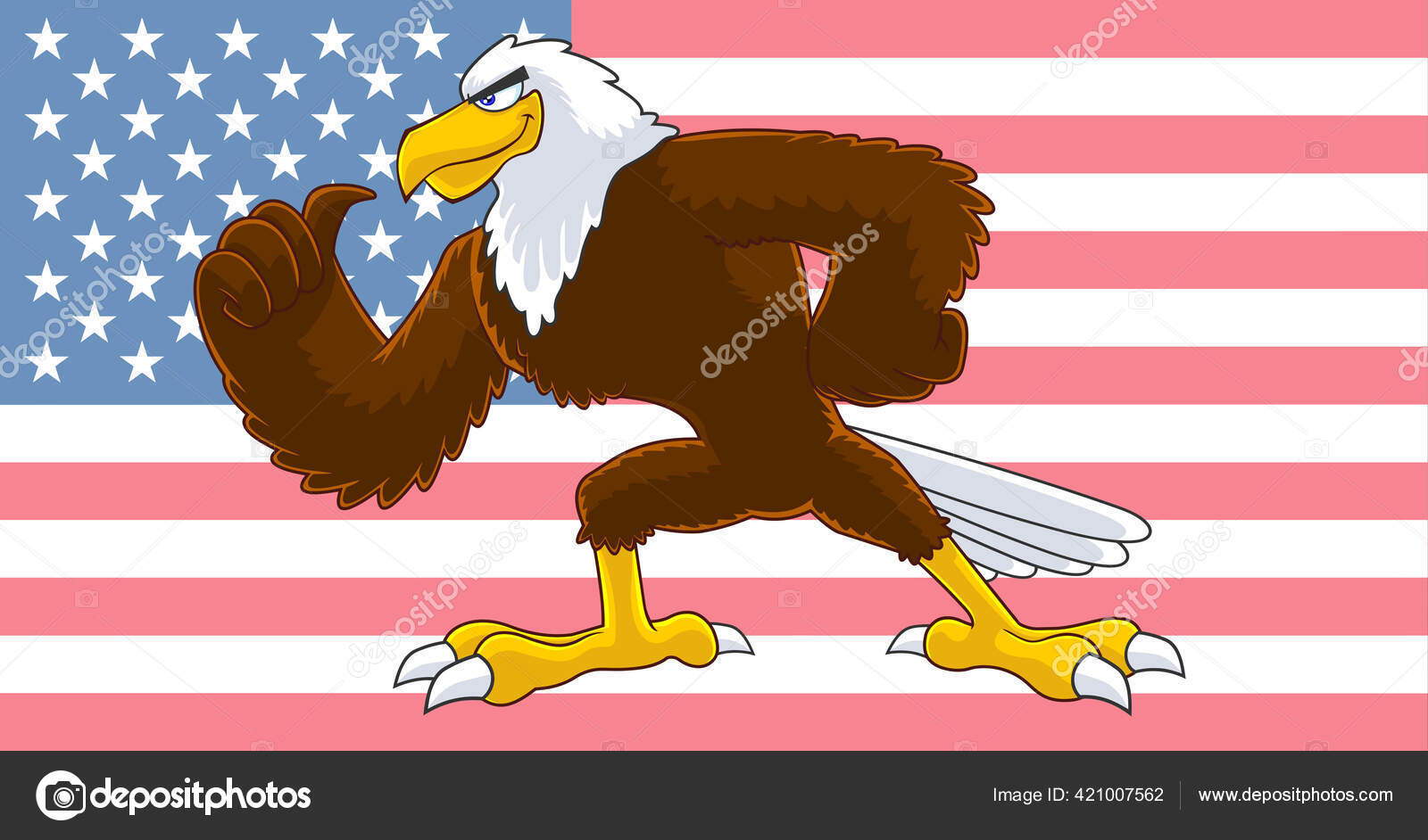 Cartoon American Flag Eagle