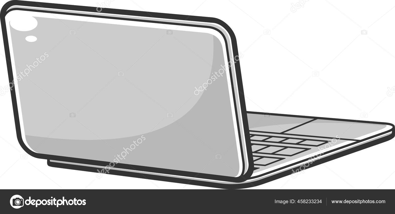 Laptop Dibujos Animados Ilustración Dibujada Mano Vectorial Aislada ...