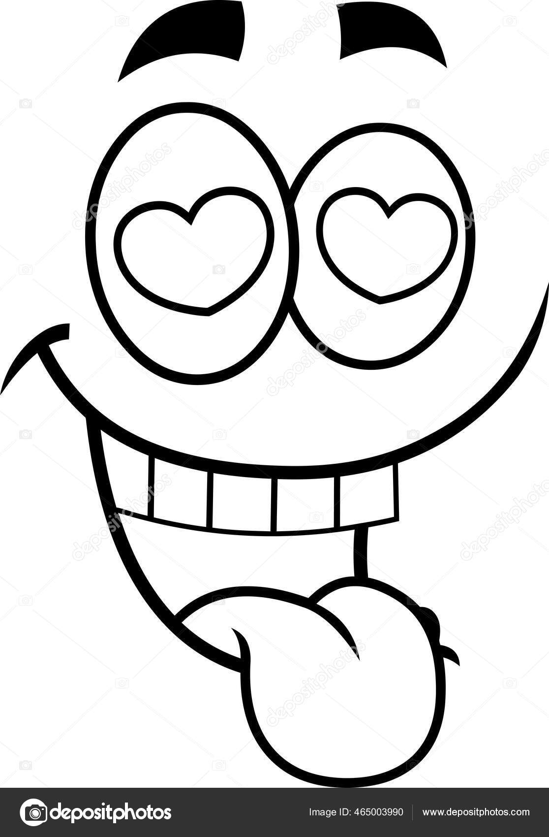 Ilustração Vetorial Cara Desenho Animado Com Corações Símbolo Olhos ...