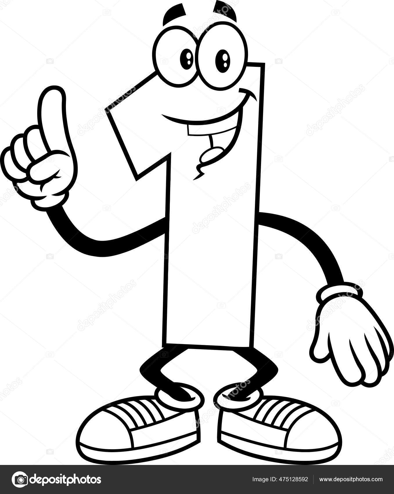 Número Uno Caricatura Icono Del Personaje Web Simple Ilustración Vectorial Vector de stock ...