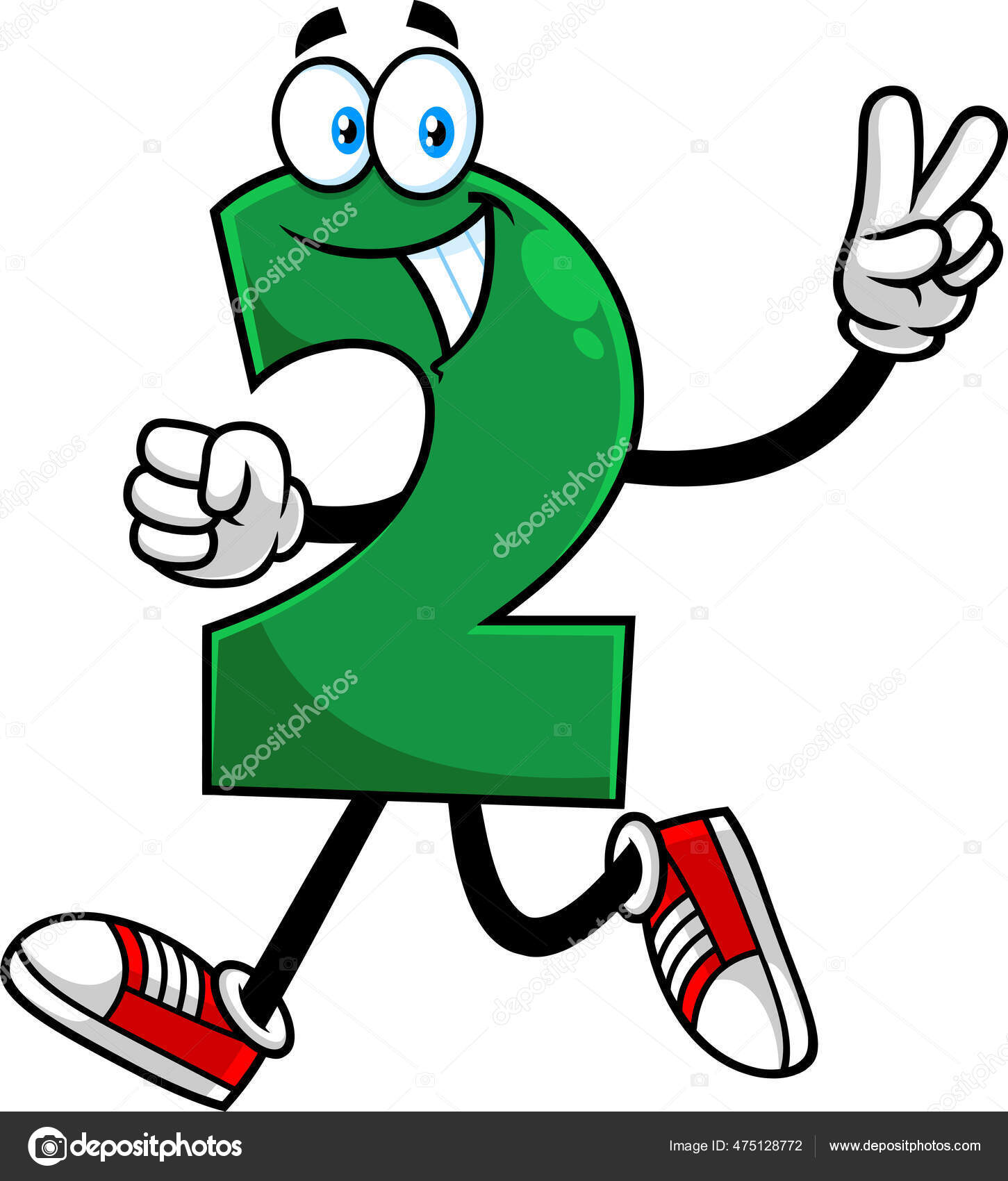 Number Two Cartoon Character Web Icon Simple Vector Illustration Stock ...