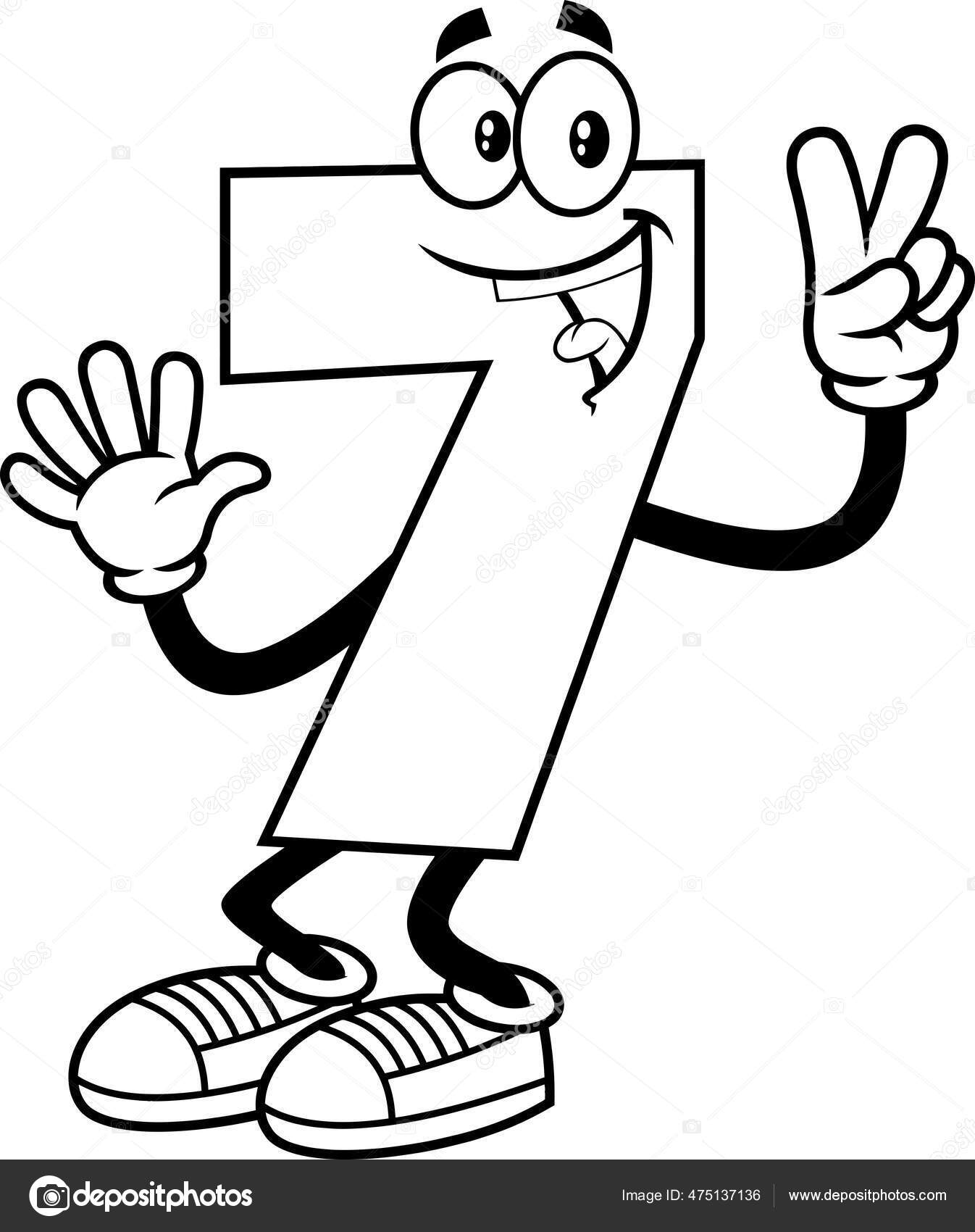 Number Seven Cartoon Character Web Icon Simple Vector Illustration ...