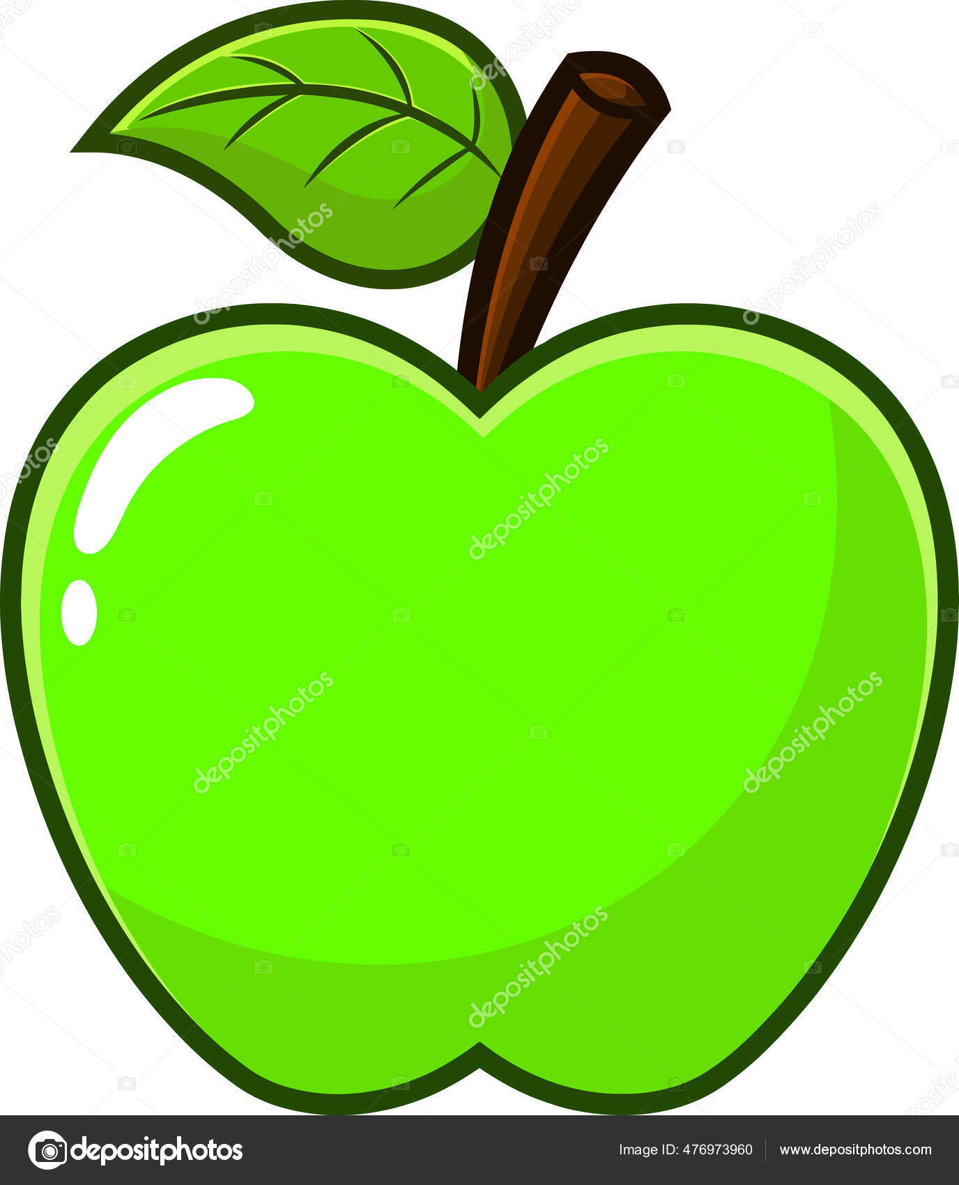 Vector De Manzana Verde Dibujos Animados De Manzana Verde Royalty Free