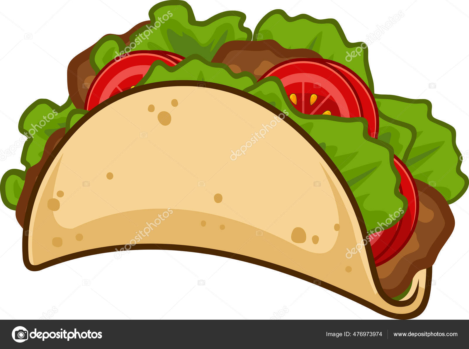 Cartoon Tacos Meat Vegetable Raster Hand Drawn Illustration Isolated ...
