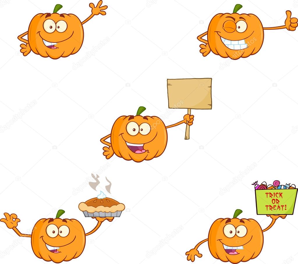 Pumpkin Cartoon Character Series 6. Collection Set Stock Illustration ...