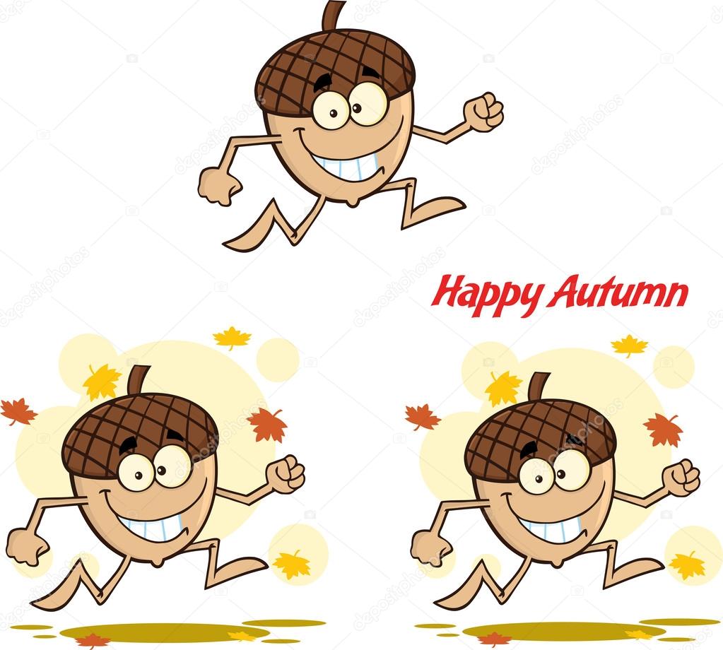 Acorn Cartoon Character Series 4. Collection Set Stock Illustration by ...