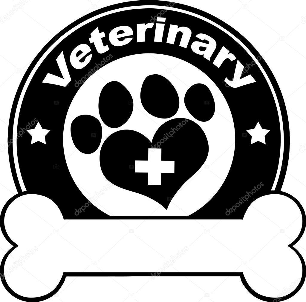 Veterinary Black Circle Label Design With Love Paw Print,Cross And Bone ...