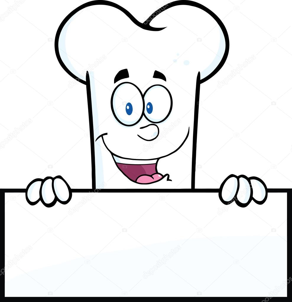 Smiling Bone Cartoon Mascot Character Over A Blank Sign Stock ...