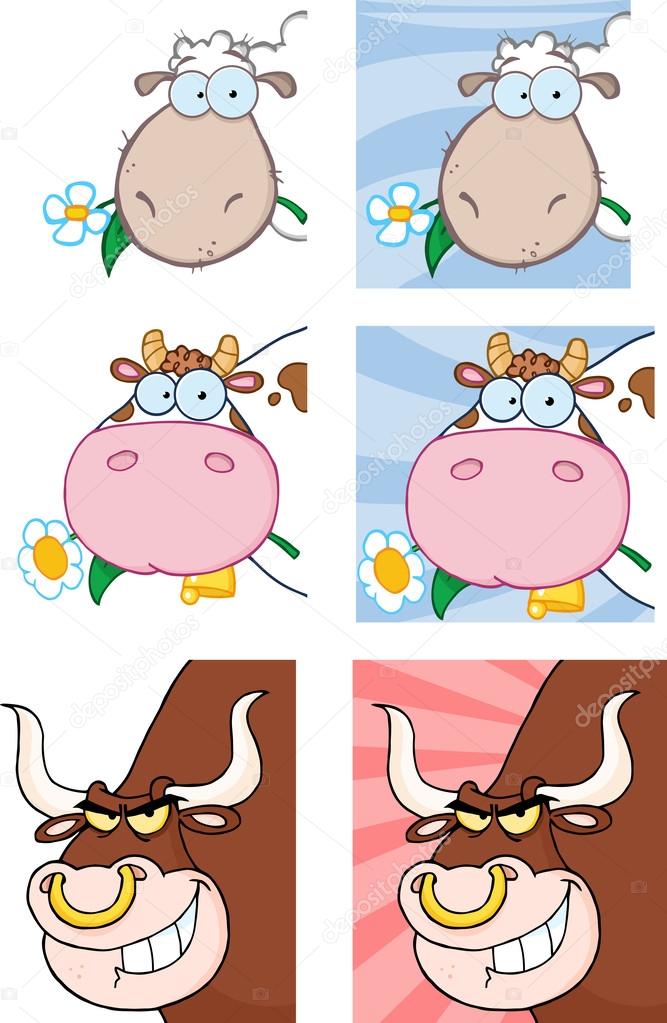 Cow sheep and bull character Stock Illustration by ©HitToon #59449425