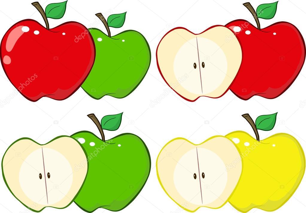 Cartoon Apples set Stock Illustration by ©HitToon #59449607