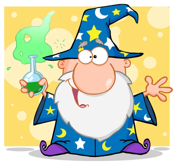 Crazy Wizard Holding A Green Magic Potion — Stock Photo © HitToon #22612351