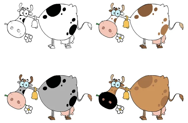 Personagens Desenhos Animados Vaca Conjunto Coleção Desenhada Mão ...