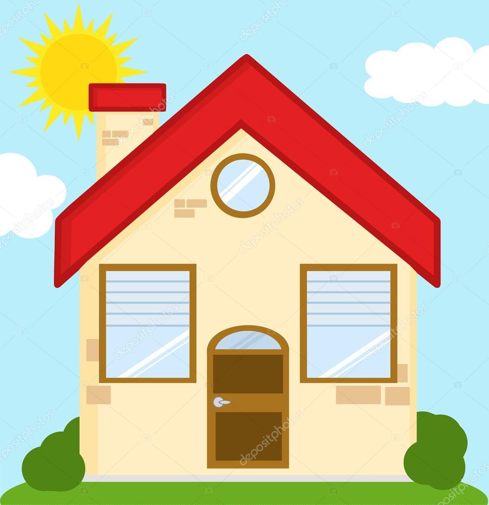 Casa de tijolo dos desenhos animados — Vetor de Stock © HitToon #61064107