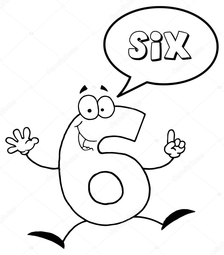 Dibujos animados número seis carácter Vector de stock por ©HitToon 61069759