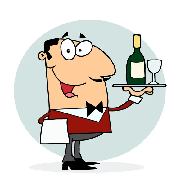 Camarero de dibujos animados con bandeja vector, gráfico vectorial ...
