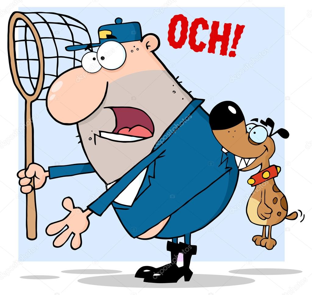 Dog Biting A Dog Catcher Stock Vector Image by ©HitToon #61070383