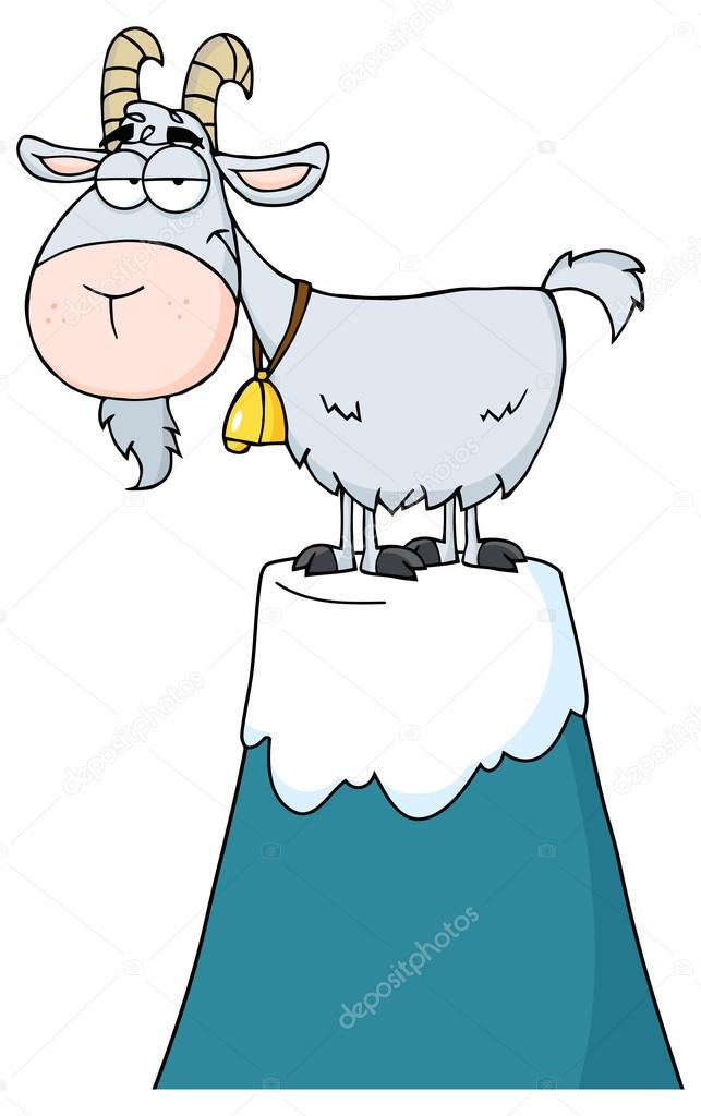 Cartone Animato Capra Di Montagna Vettoriale StockCapra Sulla Cima Di