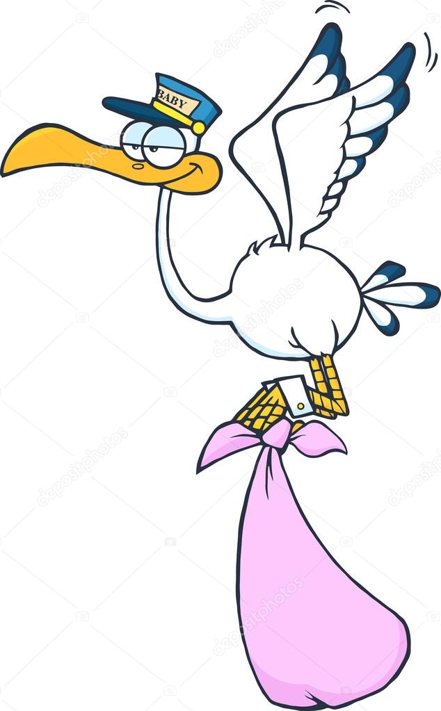 Cute Cartoon Stork Delivery Stock Vector Image by ©HitToon #61074557