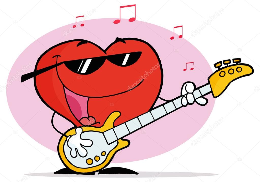 Cartoon heart playing guitar Stock Vector Image by ©HitToon #61075775