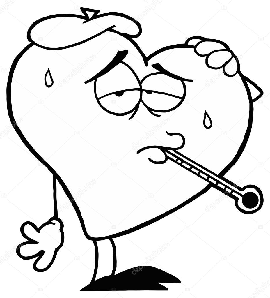 Dibujo De Corazon Enfermo Dibujos Animados Amor Corazón Enfermo Y