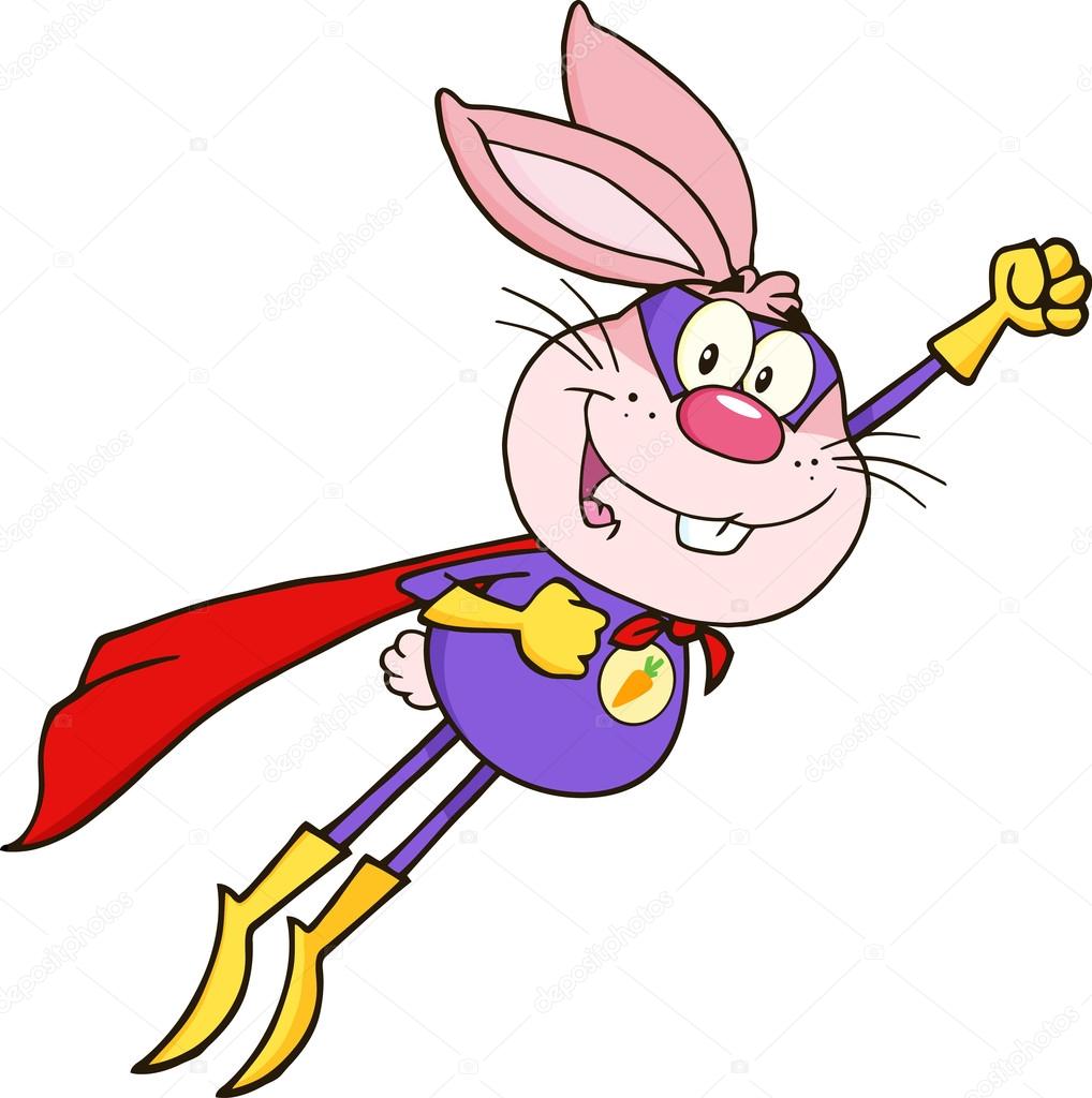 Cartoon Rabbit Superhero Flying Stock Illustration by ©HitToon #61078661