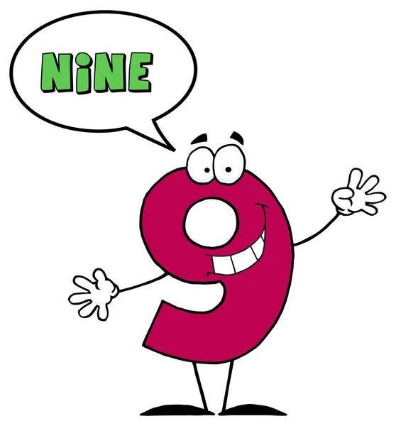 Divertido número de dibujos animados 9 Vector de stock #61065423 de ...