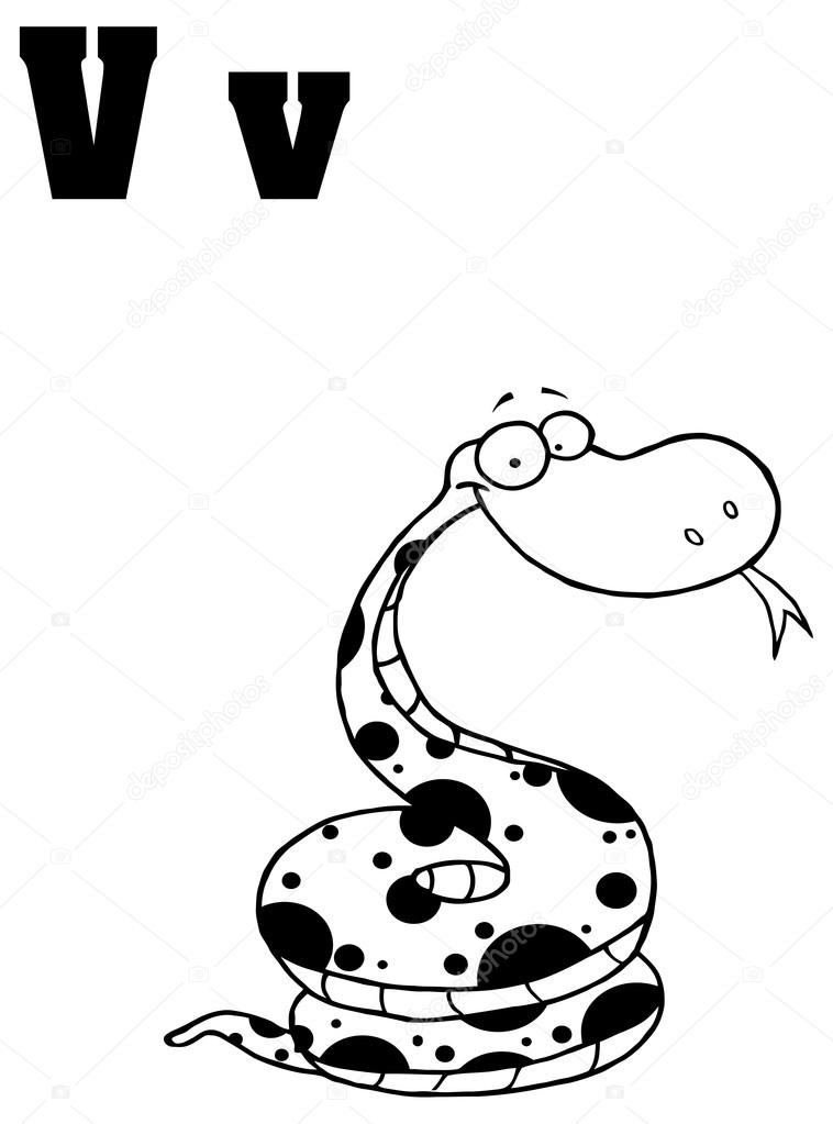 Alfabeto letra V com víbora Vetor de ©HitToon 61080185