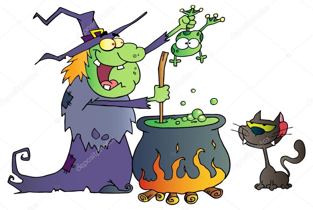 Halloween Witch and Cat Stock Vector Image by ©HitToon #61080263