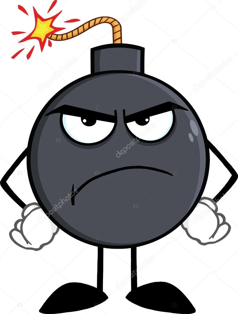 Angry Cartoon Bomb Drawing