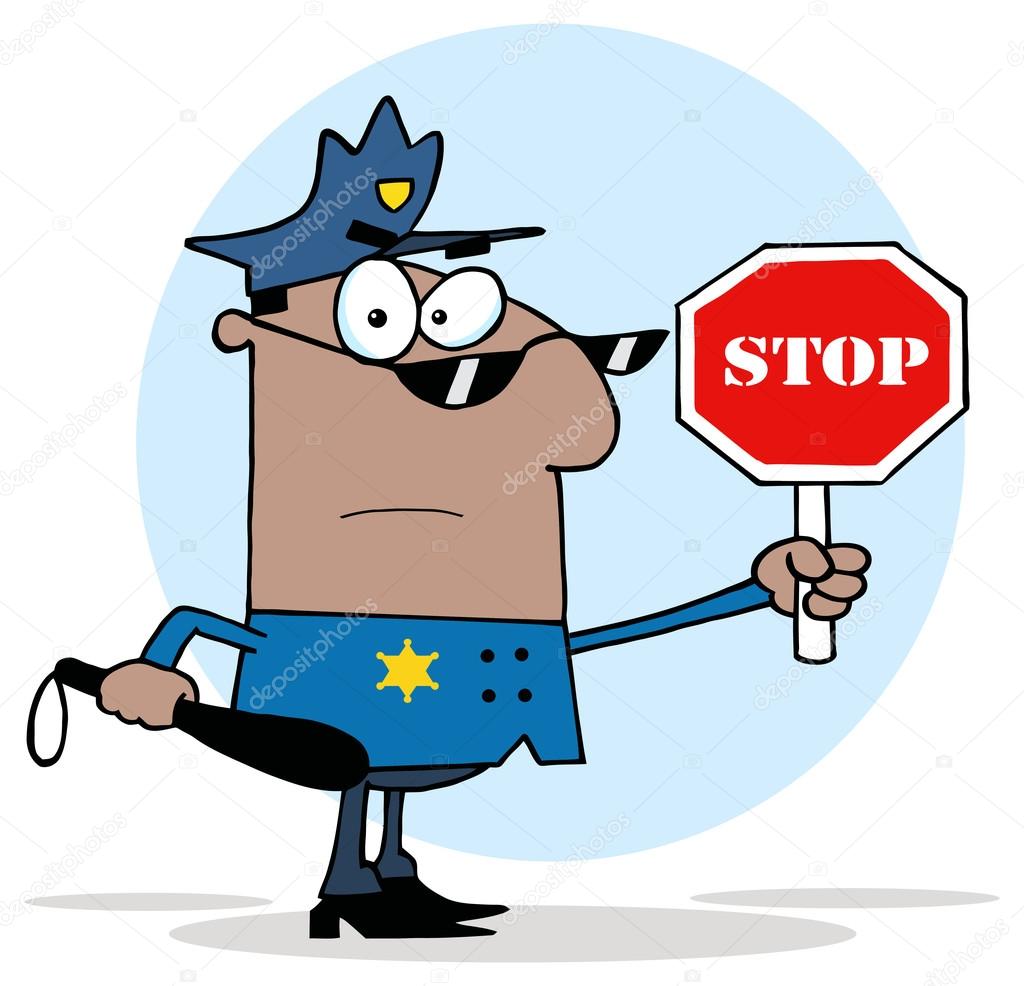 African American Police Officer Cartoon