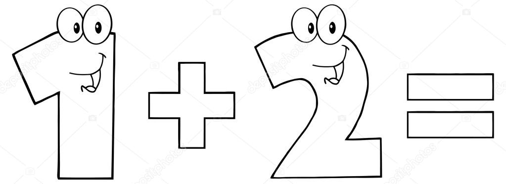 Outlined Number 1 Plus Number 2 Stock Vector by ©HitToon 61084467