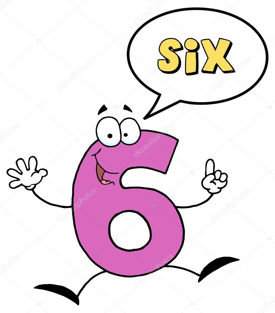 Dibujos animados número seis carácter vector, gráfico vectorial ...