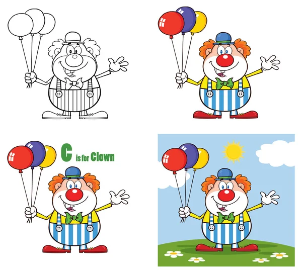 Funny Clown Cartoon Characters 3. Collection Set — Stock Photo ...