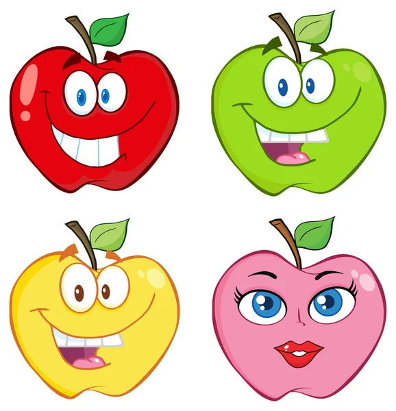 Apples Cartoon Characters Set Collection 1 Stock Illustration by ...