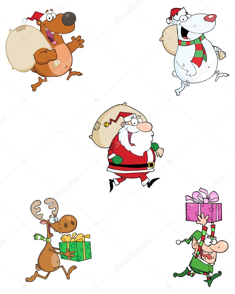 Running Christmas Cartoon Characters. Stock Vector Image by ©HitToon ...