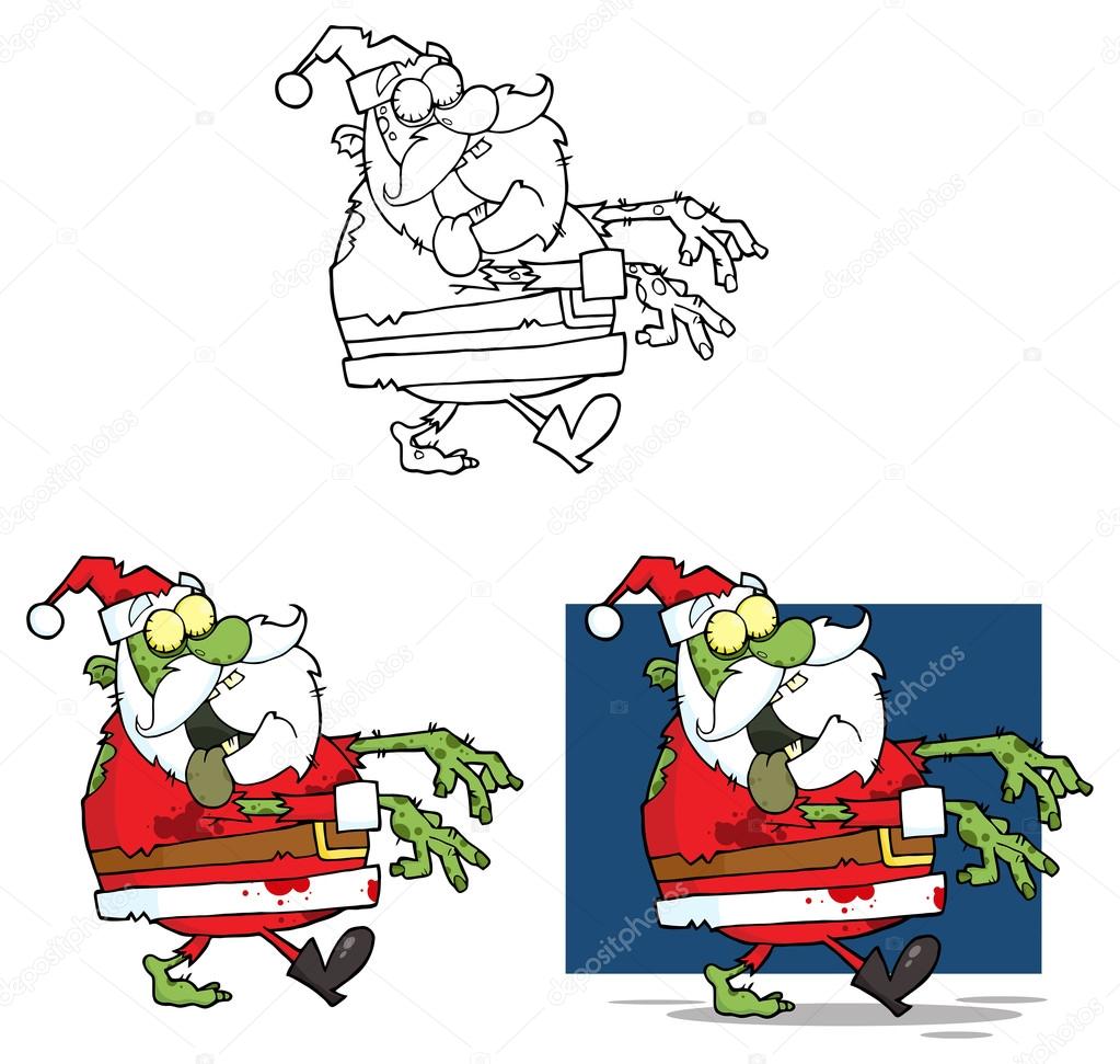 Dibujo De Santa Zombie Dibujado A Mano Navidad Zombie Santa Claus Con