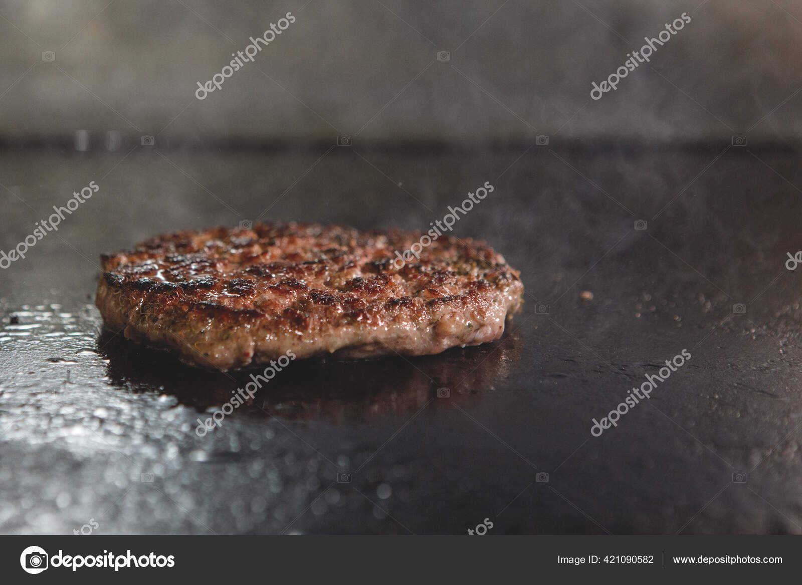 Chopped Burger Cutlet Minced Meat Fried Smoke Electric Stove Stock ...