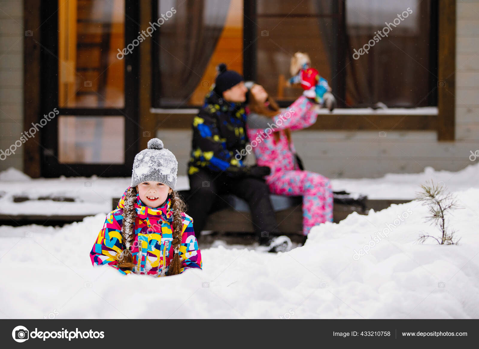 Family Having Fun Snow Winter Stock Photo by ©vorobevaola 433210758